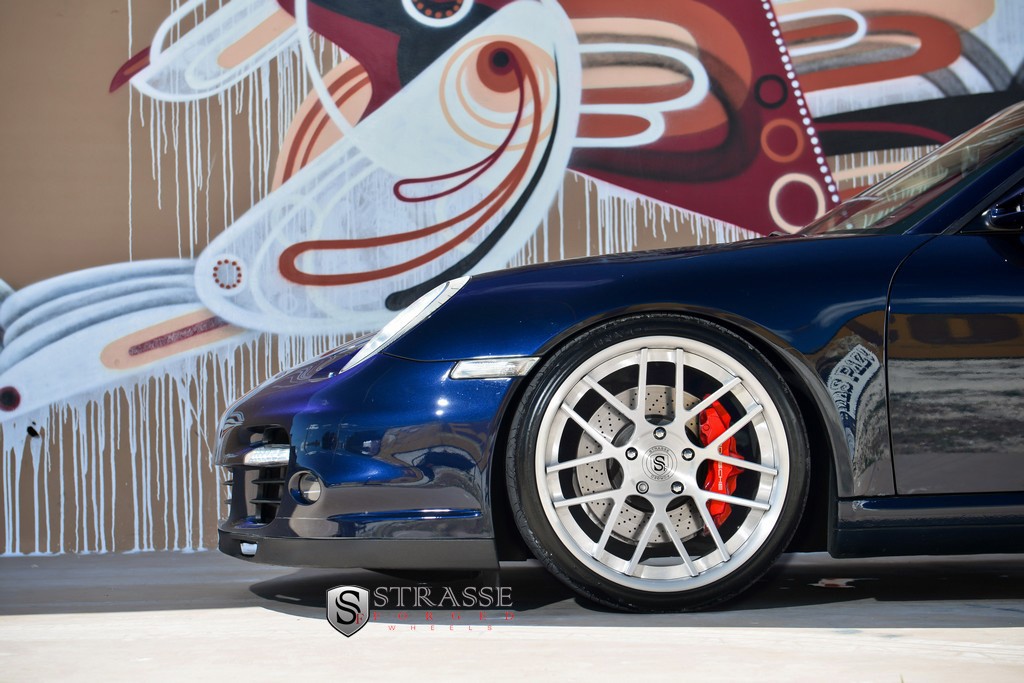 Strasse Forged Wheels: Midnight Blue Metallic Porsche 997 Turbo on Deep ...