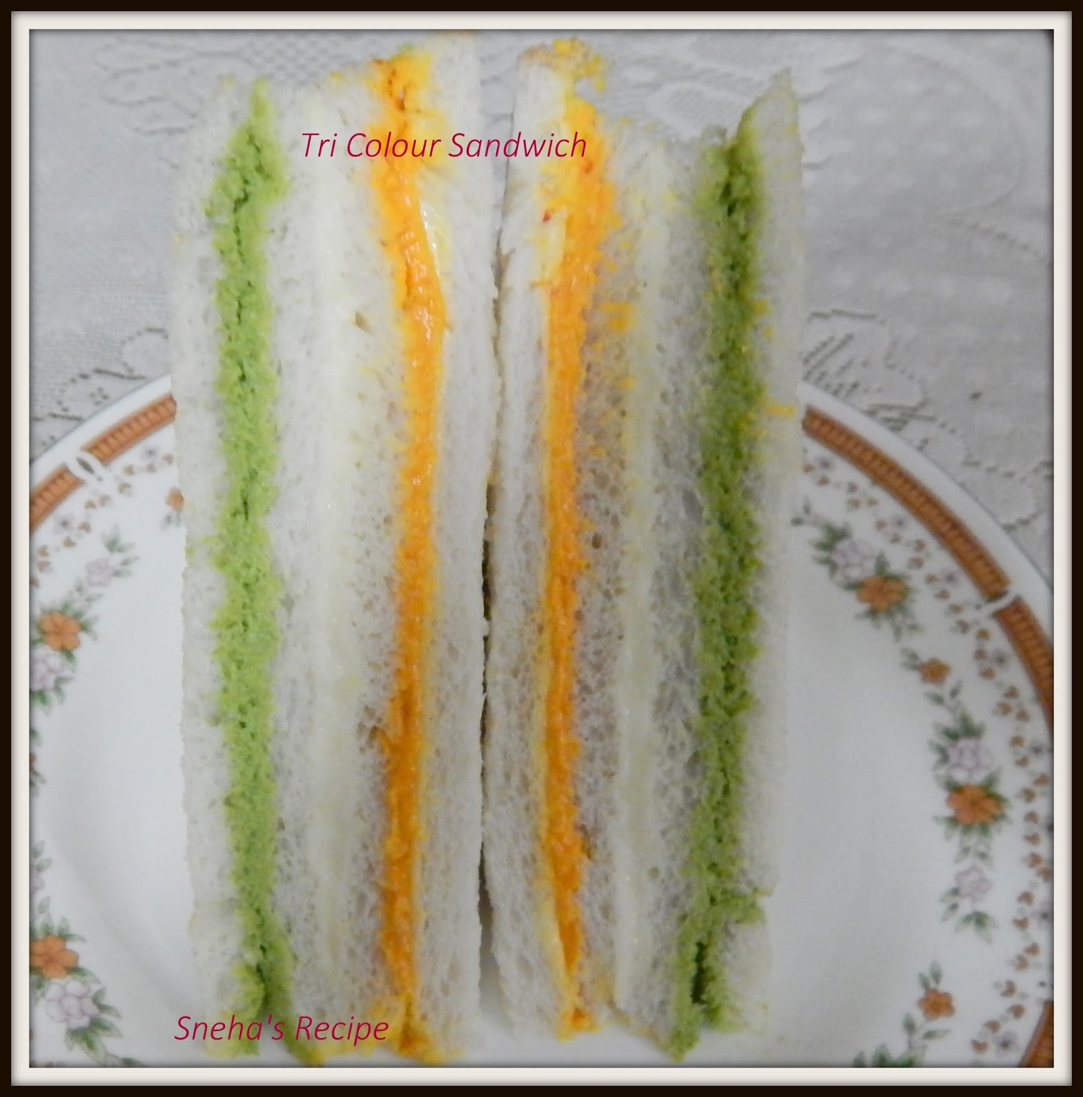 Tri Colour Sandwich - Sneha's Recipe