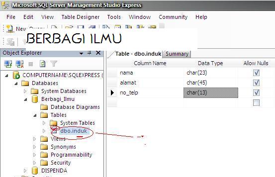 kalian telah berhasil membuat tabel. Jika ingin membuat tabel baru ...