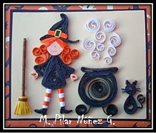 Quilling 3d: Witch in Halloween (By Pily Núñez)