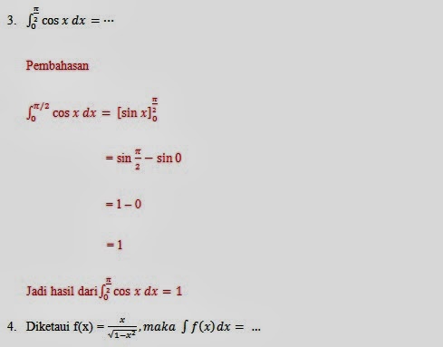 Soal integral lengkap dengan pembahasan