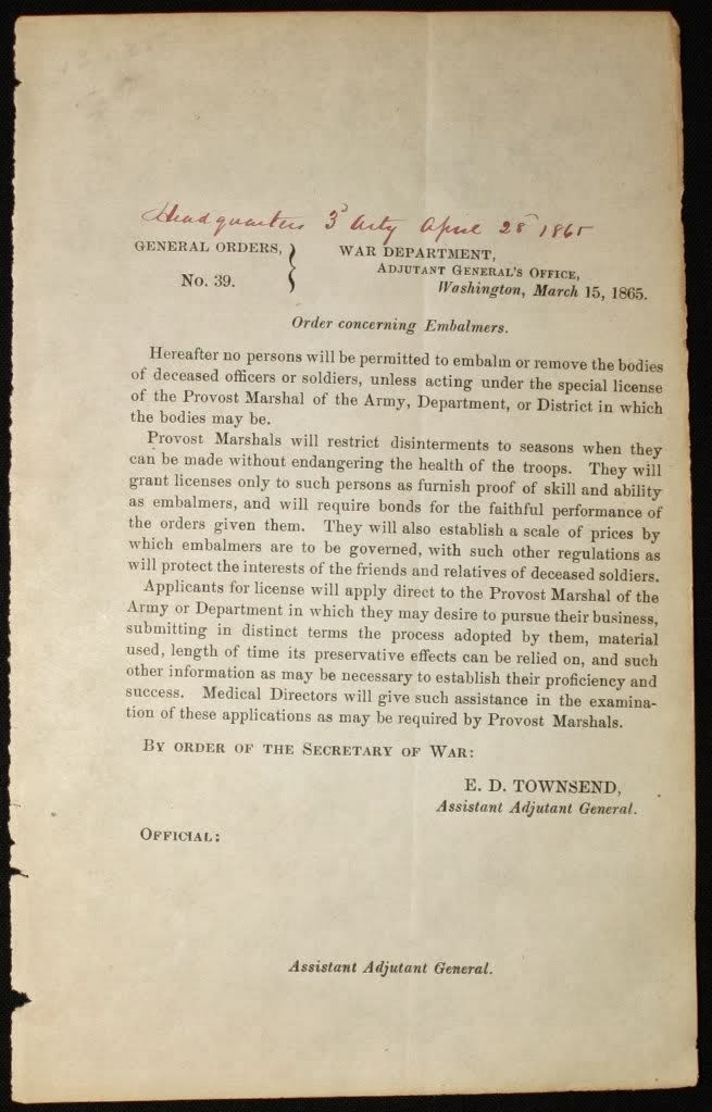 Embalming in the Civil War ~ Civil War Rx