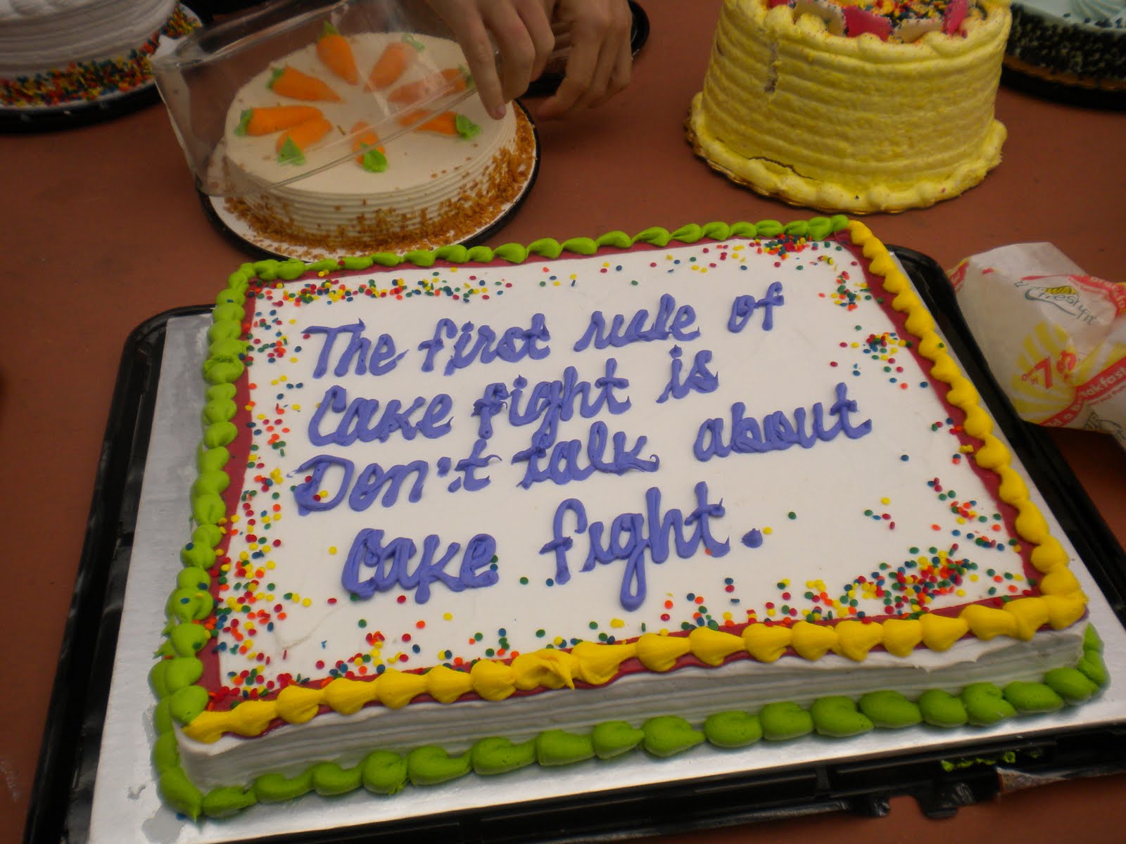 Sergio Leone and the Infield Fly Rule: THE FIRST RULE OF CAKE FIGHT CLUB...