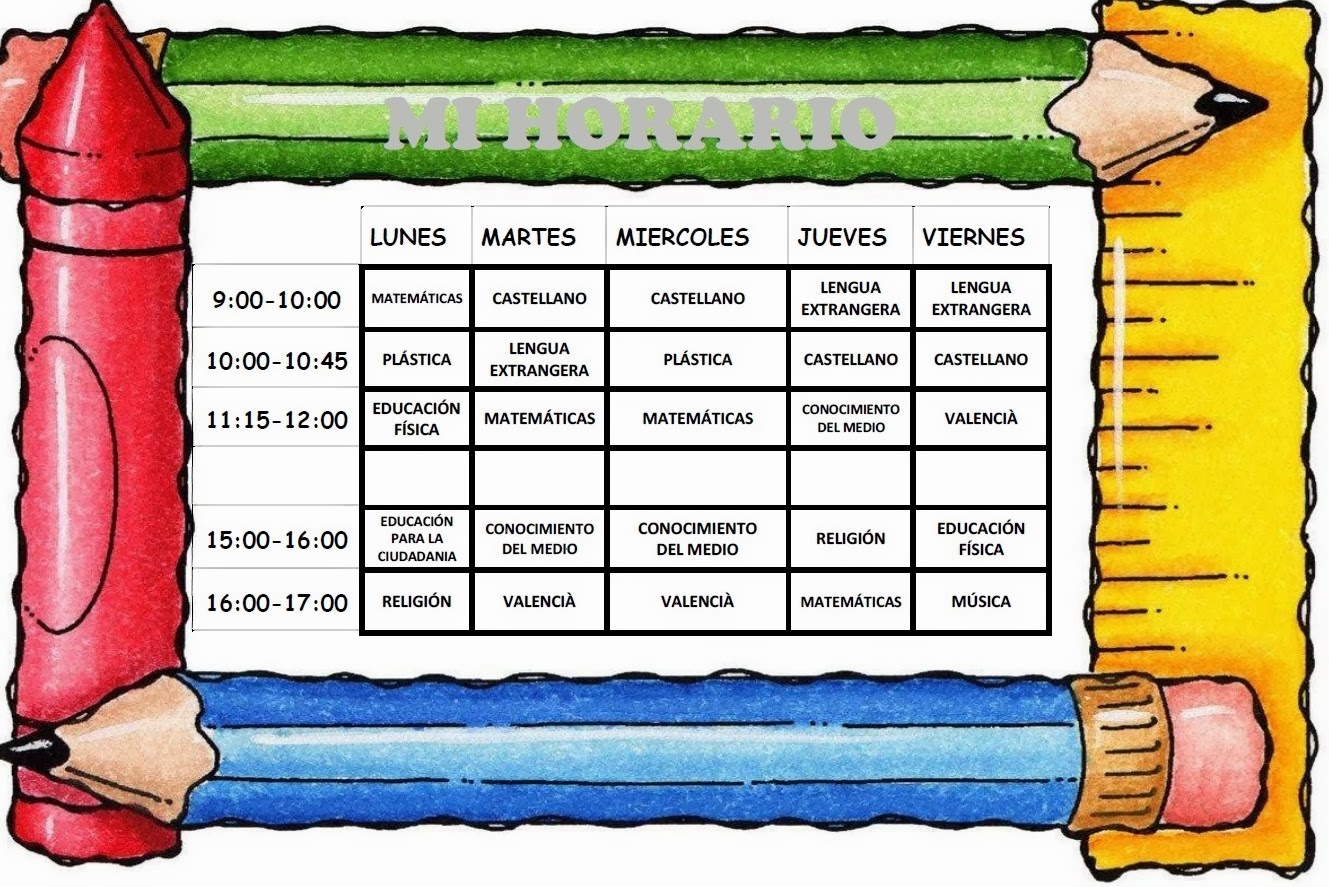 Mi clase blog de aula: Horario de clase