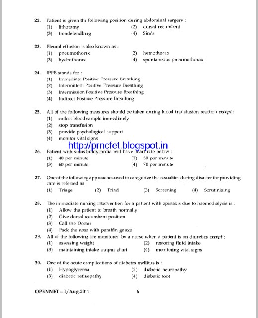 DOWNLOAD PREVIOUS STAFF NURSE EXAM PAPERS PDF AND MODAL PAPERS : IGNOU ...