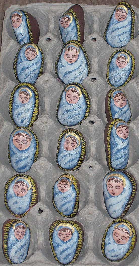Painting Rock & Stone Animals, Nativity Sets & More: Baby Jesus Painted ...