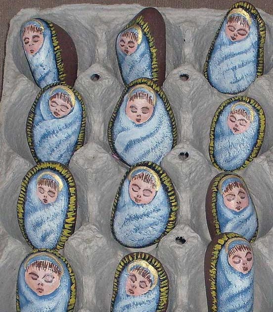 Painting Rock & Stone Animals, Nativity Sets & More: Baby Jesus Painted ...