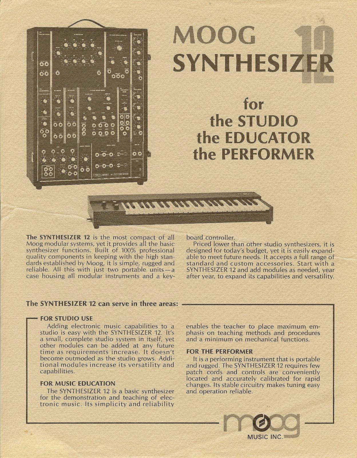 MATRIXSYNTH: 1972 Moog Model 12 Synthesizer Ad/Spec Sheet
