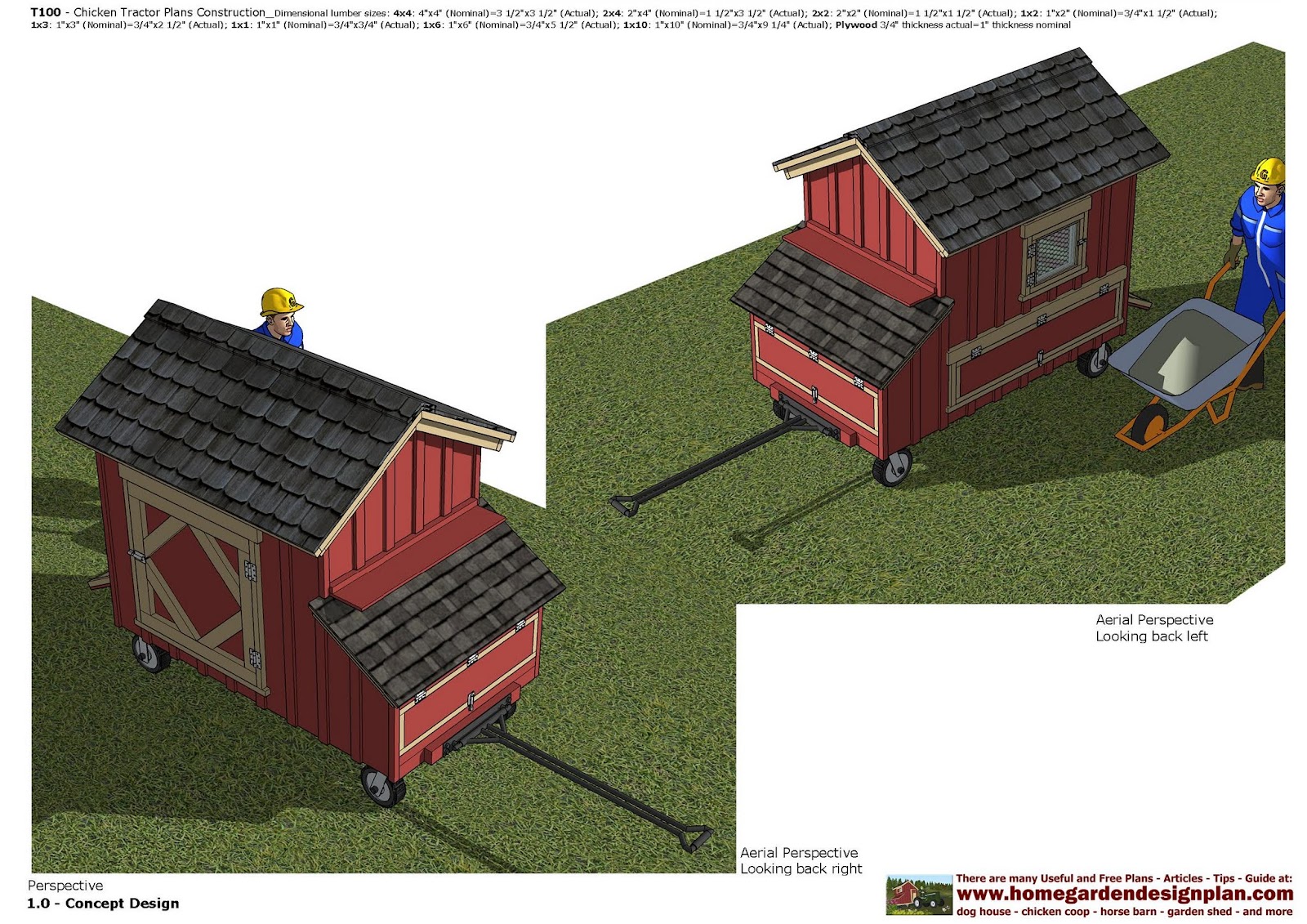 T100 - Chicken Tractor Plans - Chicken Trailer Plans Construction ...