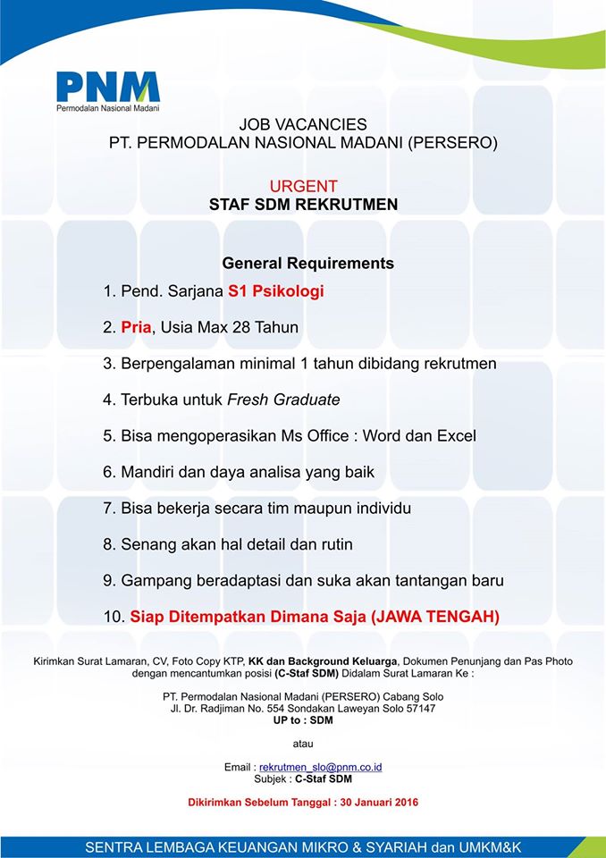 PT Permodalan Nasional Madani (Persero) - Fresh Graduate, Experienced ...