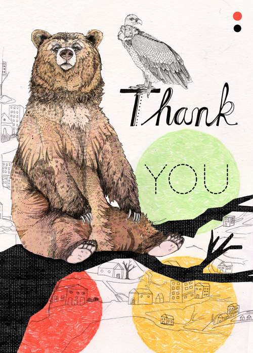 Sandra Dieckmann: Thank You Bear Greeting Card // limited edition