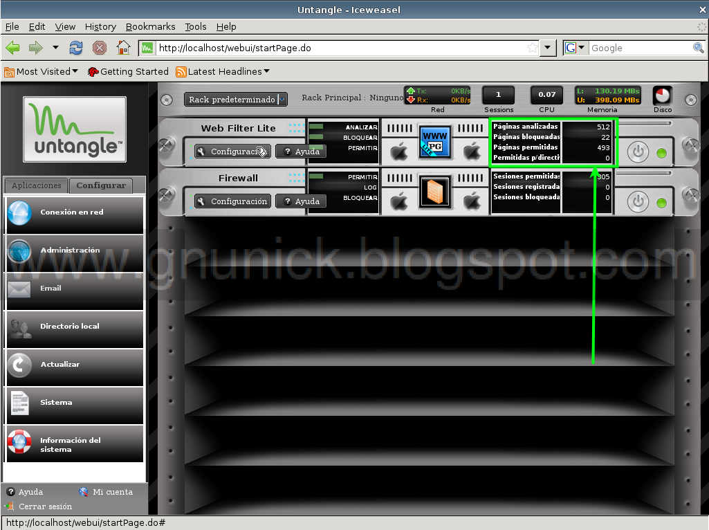 Untangle, Configurando Proxy (Web Filter Lite) y Firewall | gnunick