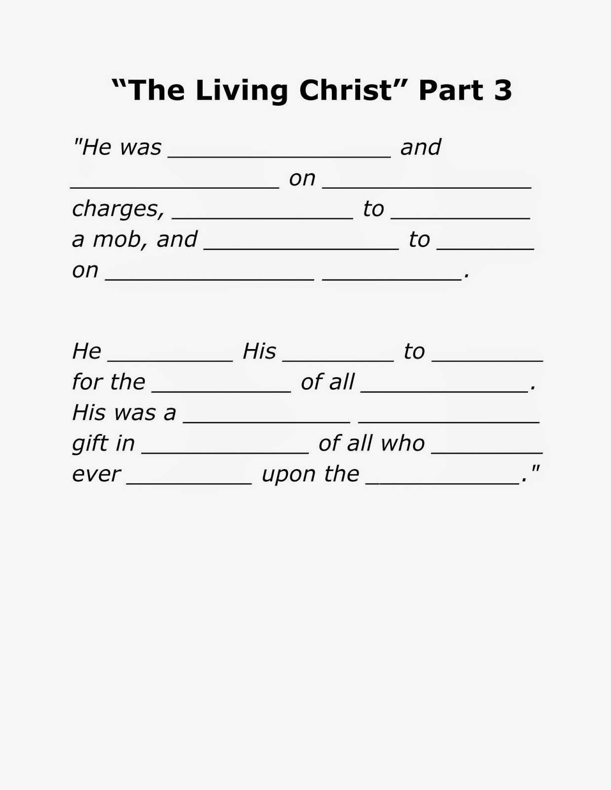 "The Living Christ" Songs: "The Living Christ" Part 3