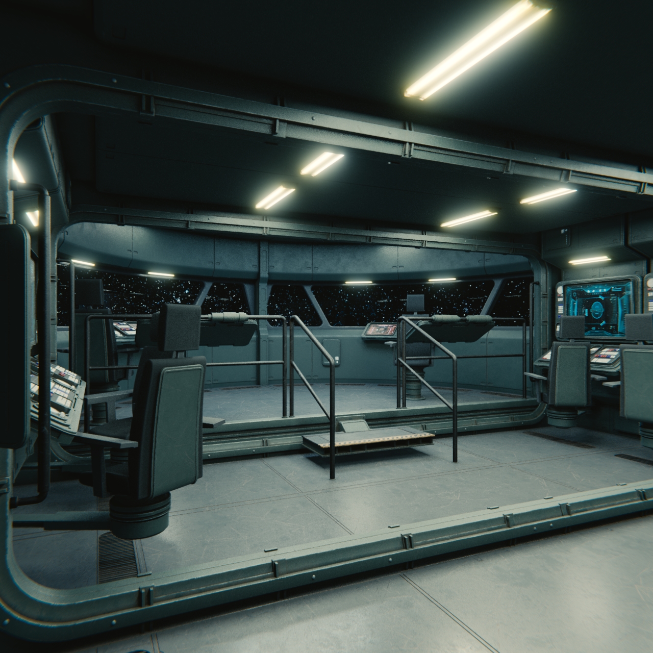 Dan Brown CGI | Sci-fi Art: Small Starship Command Deck