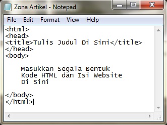 Zona Artikel: Belajar HTML Dengan Menggunakan Notepad