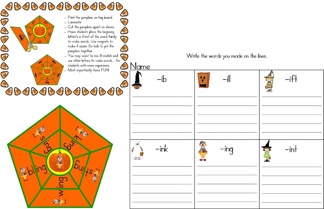 Rockin' Teacher Materials: Halloween Word Family Puzzles with a Freebie