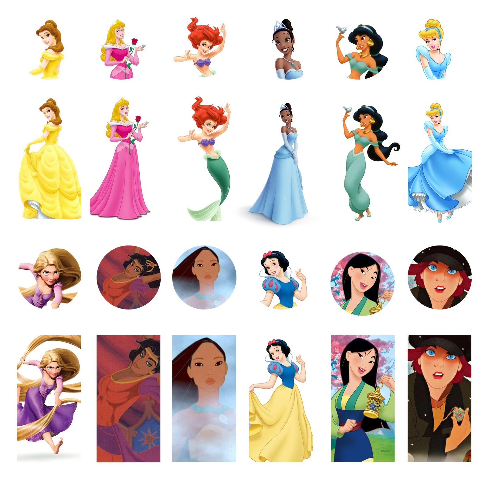 Free Bottle Cap Images: Disney Princess - Bottle Cap Images