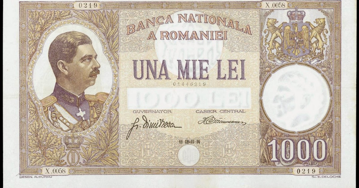 Romanian banknotes 1000 Lei 1934 King Carol II|World Banknotes & Coins ...