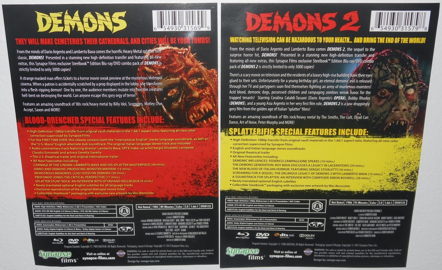 Horror Movies and Beer!: Photos of the Synapse DEMONS and DEMONS 2 Blu ...