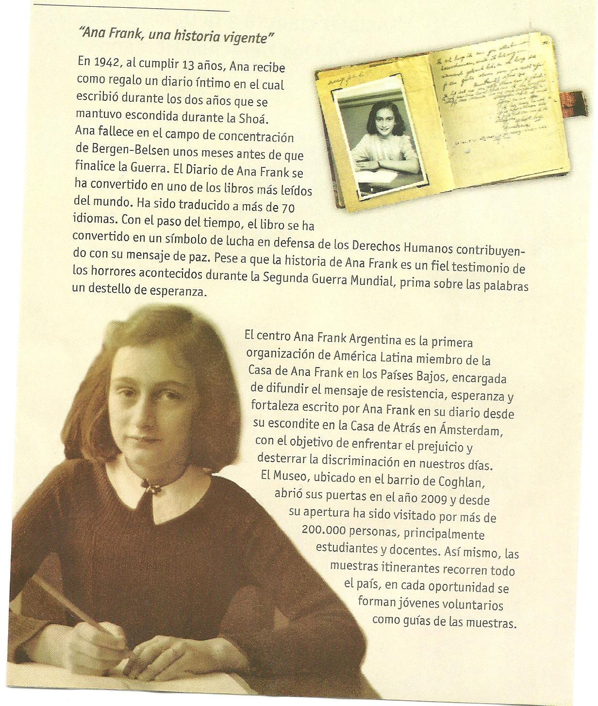 .: Muestra : “Ana Frank: una historia vigente” en Tres de Febrero
