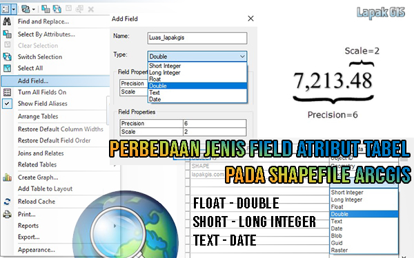 Jenis Field pada Atribut Tabel ArcGIS - Lapak GIS
