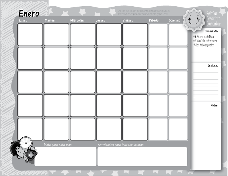 Fichas para preescolar: Un planeador para enero