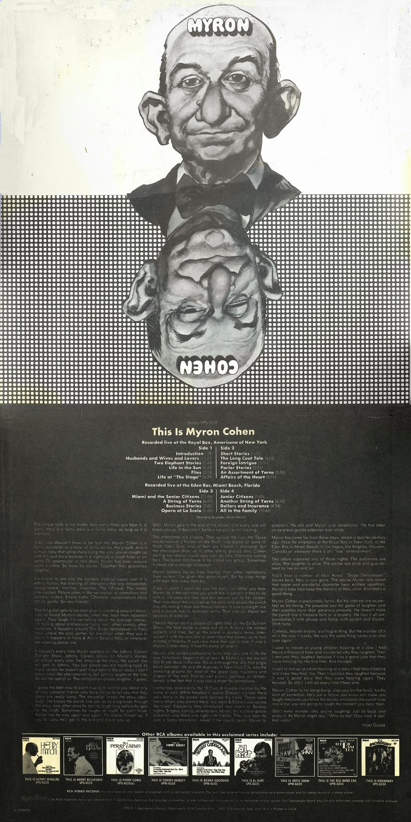 Vintage Stand-up Comedy: Myron Cohen - This Is Myron Cohen 1972