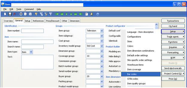 Dynamics 365: Bar Code Setup in AX 2009