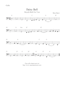 Daisy Bell, free cello sheet music notes