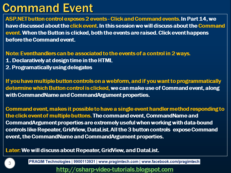 Sql server, .net and c# video tutorial: Part 15 – Command Event of an ...