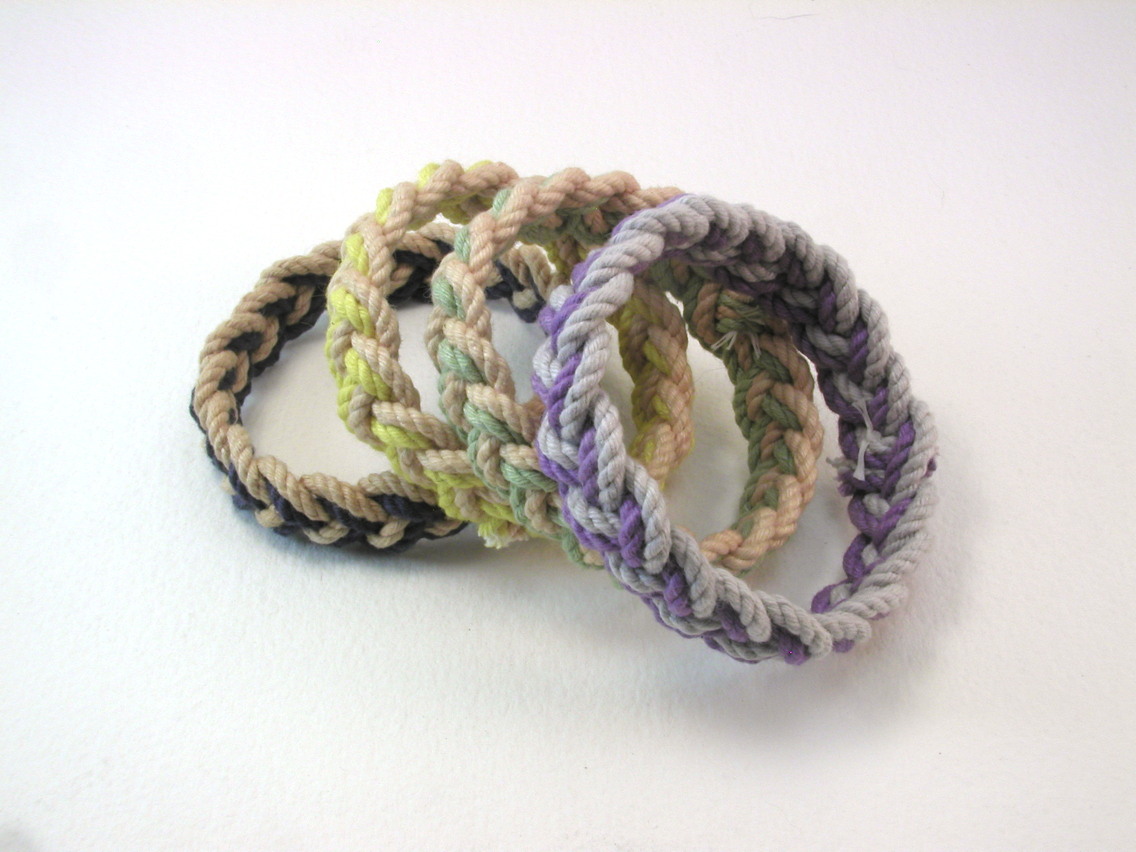 Knots and fiber bracelets: mixed color two strand bracelet collection 4007
