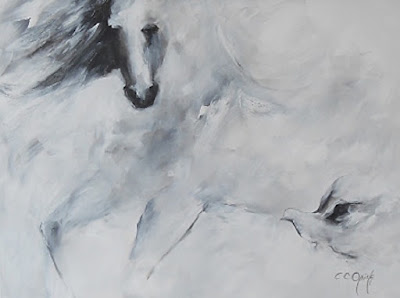 CC Opiela Gallery: Abstract Contemporary Equine Art Painting "Silver ...