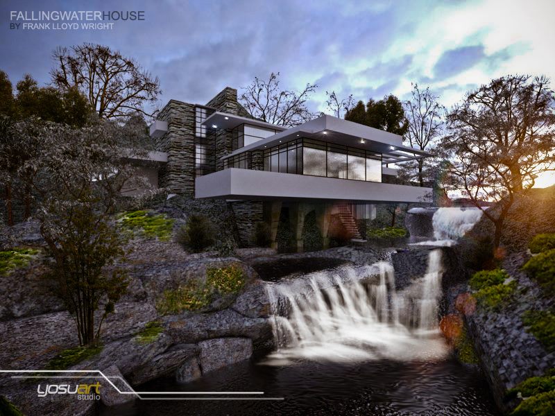 SKETCHUP TEXTURE: FALLING WATER HOUSE CHALLENGE ENTRY