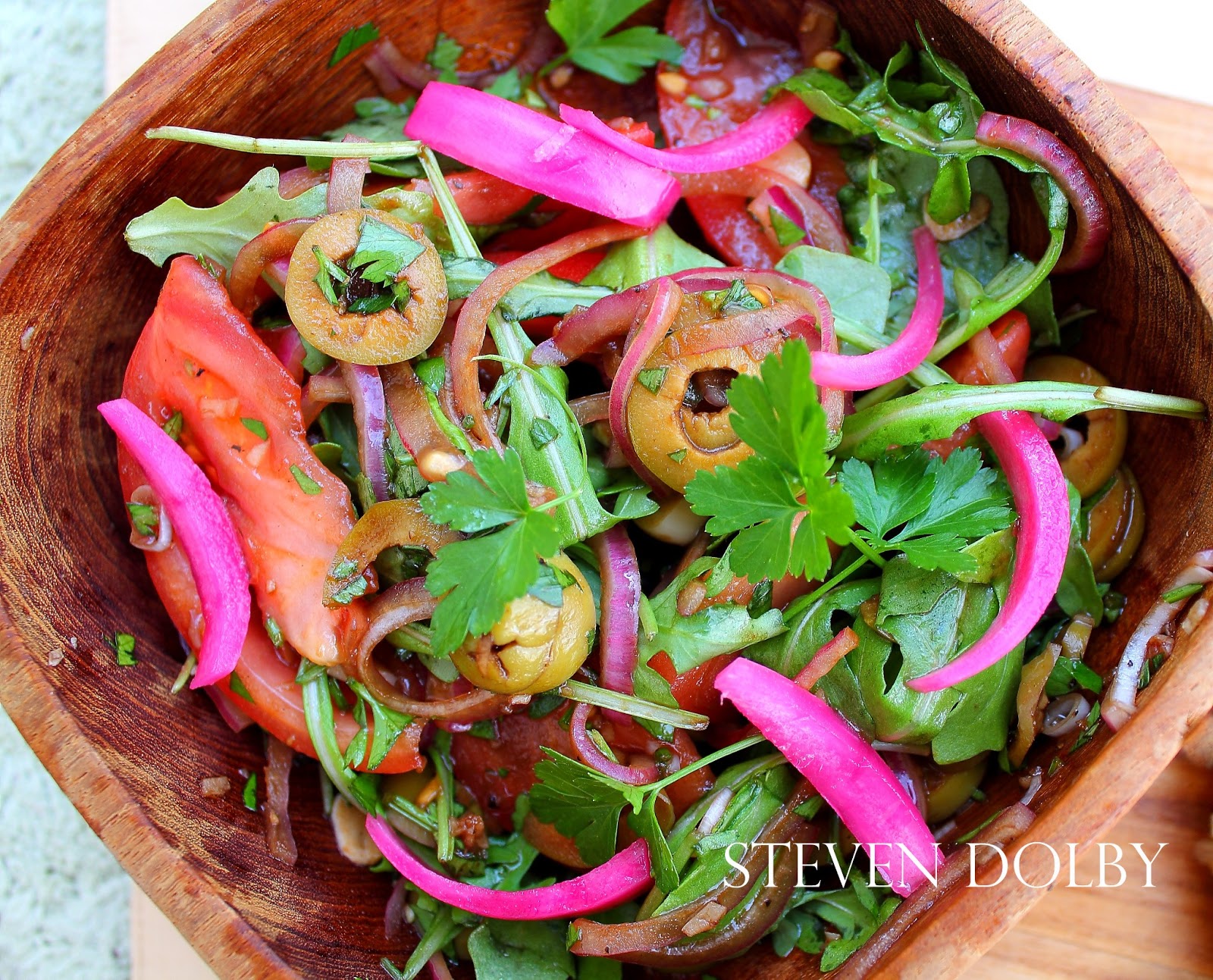 Rustic Escalope of Beef with a Mediterranean Salad by Steven Dolby