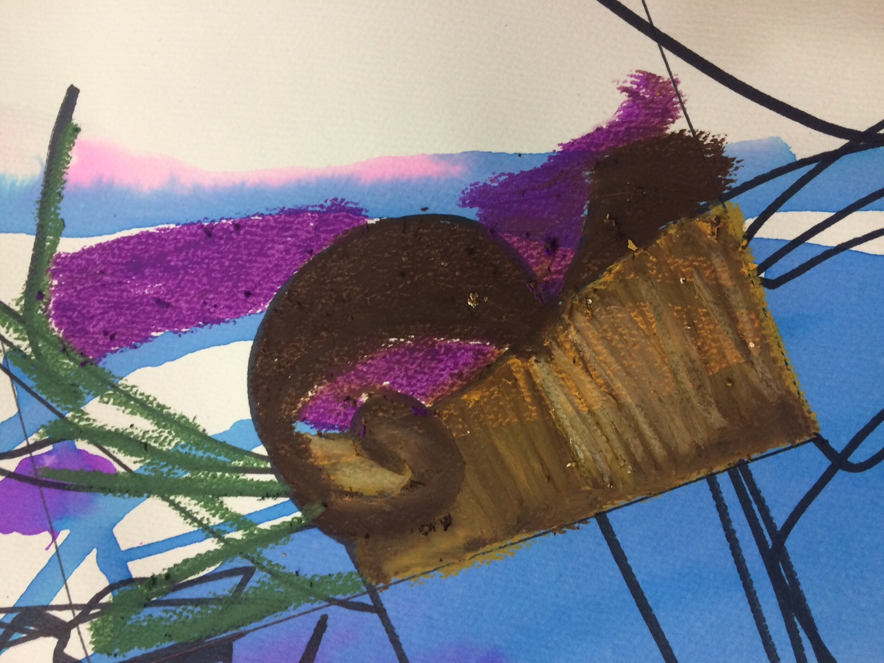 My High School Art Room: Blind Contour Watercolor Abstract Paintings