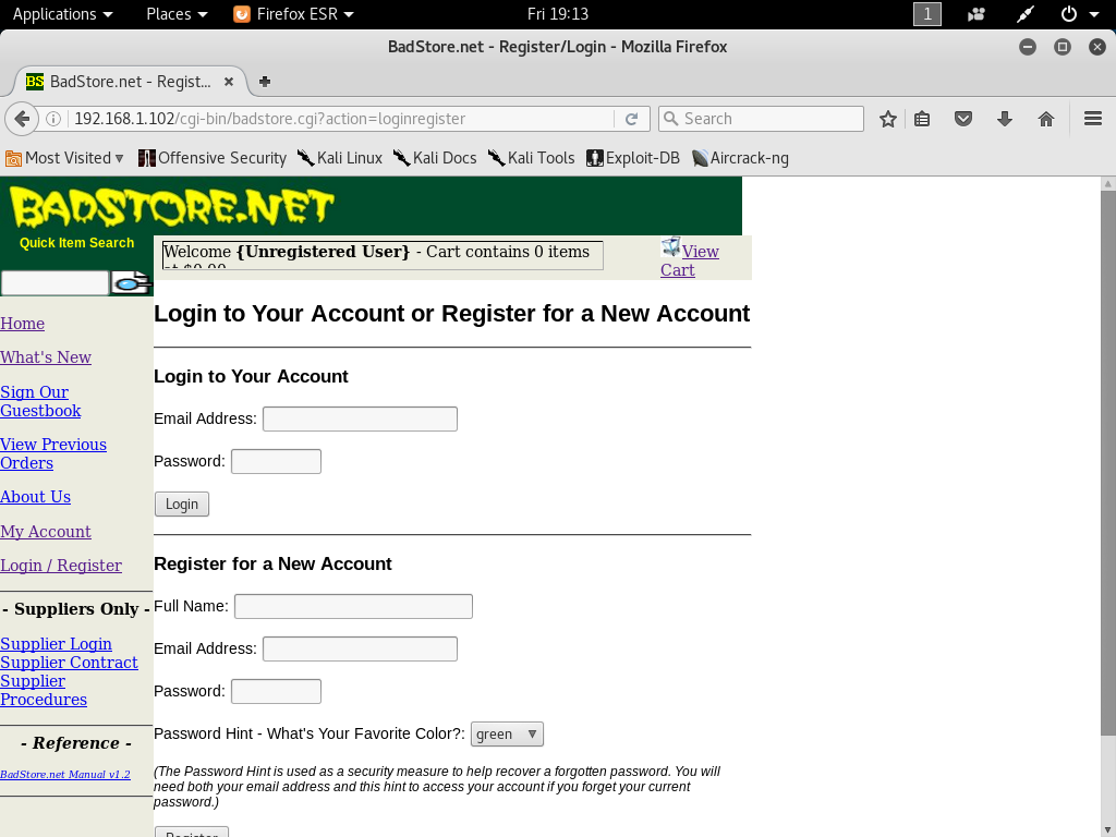 Badstore Vulnerabilities