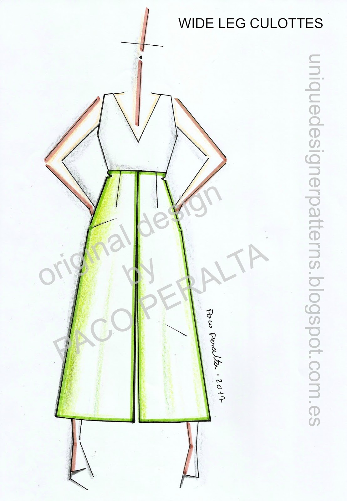 BCN - UNIQUE designer patterns: Falda-pantalón (Wide leg culottes).-