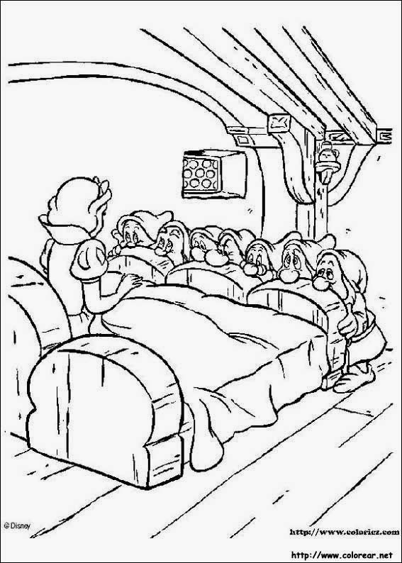 Cuentos infantiles: Blancanieves y los siete enanitos. Cuento para colorear. Secuencia temporal.