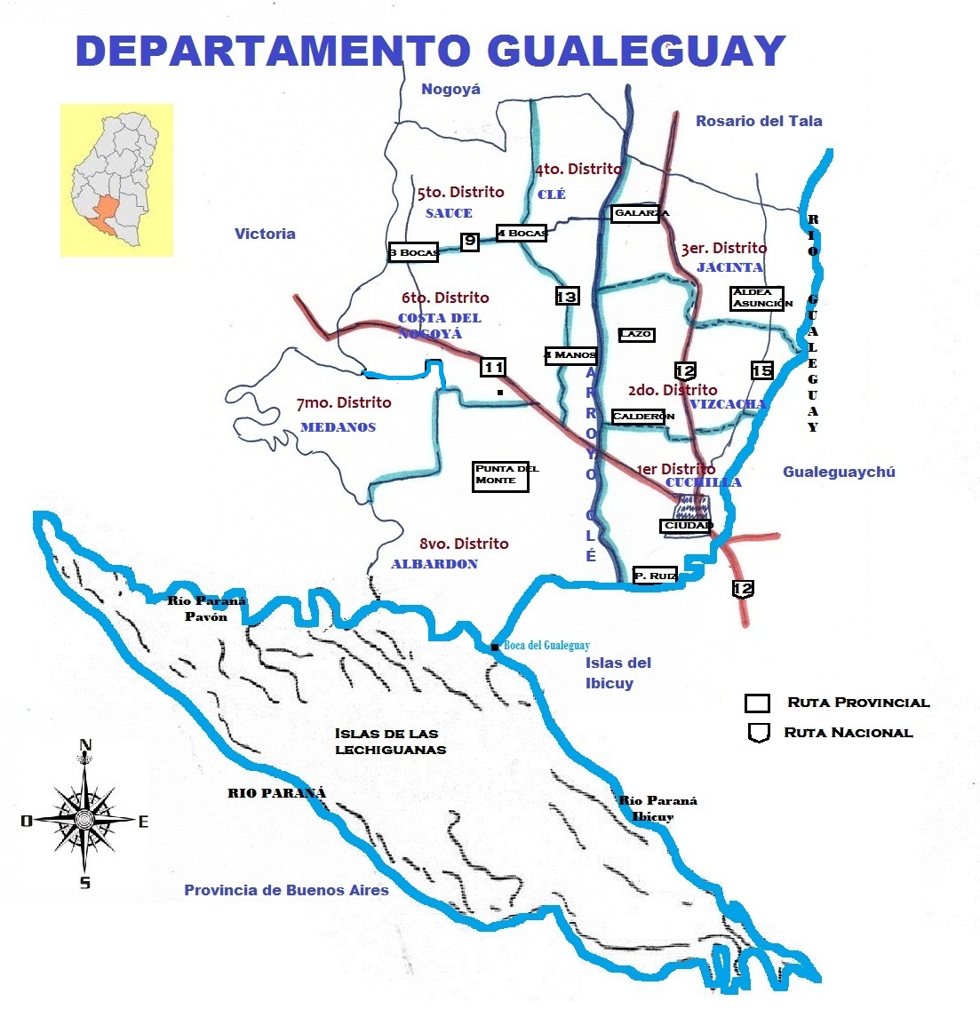 MI LUGAR: DISTRITOSDEL DEPARTAMENTO GUALEGUAY
