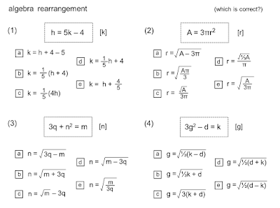 MEDIAN practice and quiz questions: algebra rearrangement