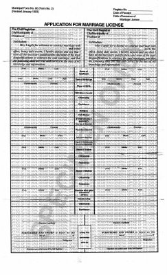 To Love and To Hold...: Marriage License Application