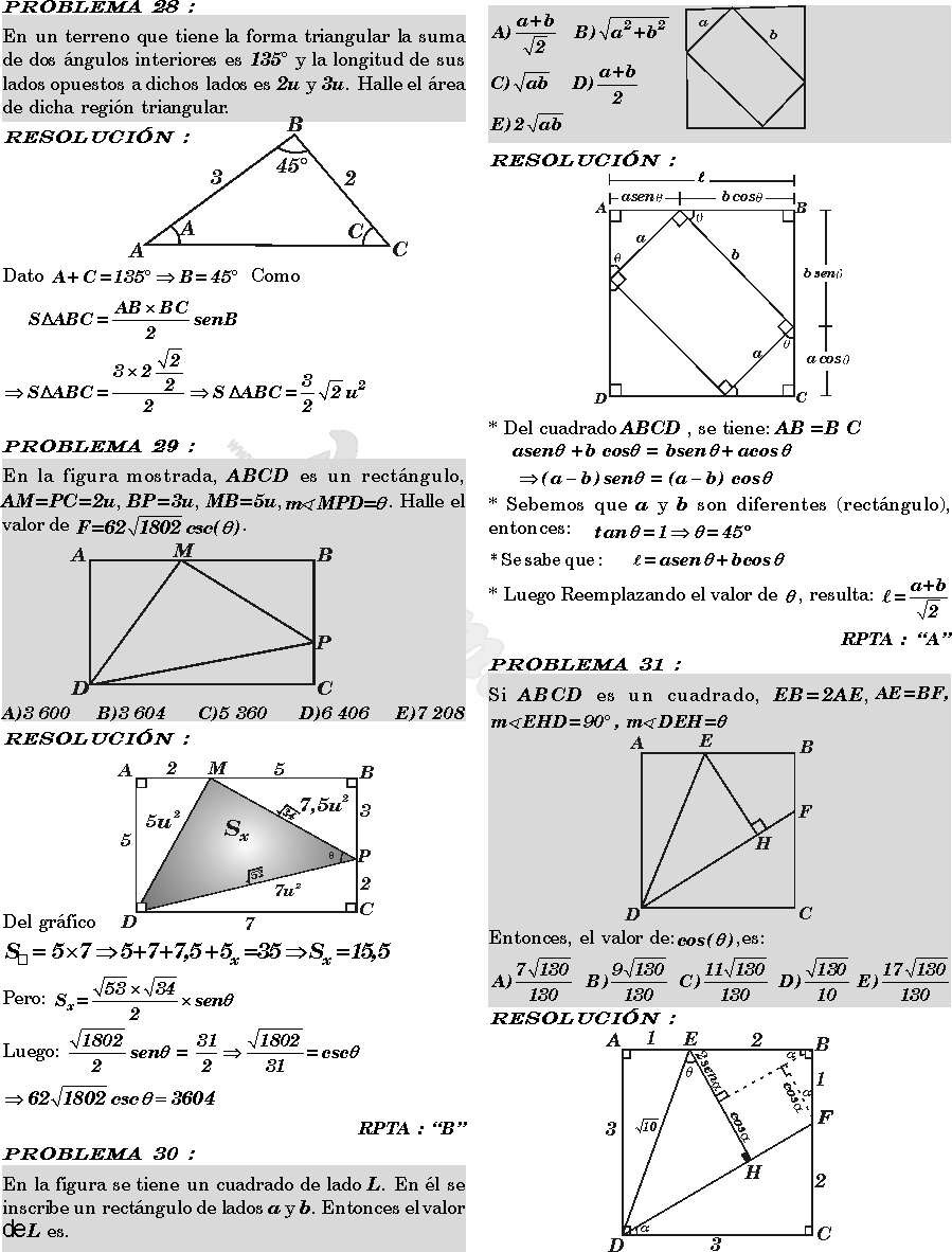 RESOLUCION DE TRIANGULOS RECTANGULOS PROBLEMAS RESUELTOS PDF