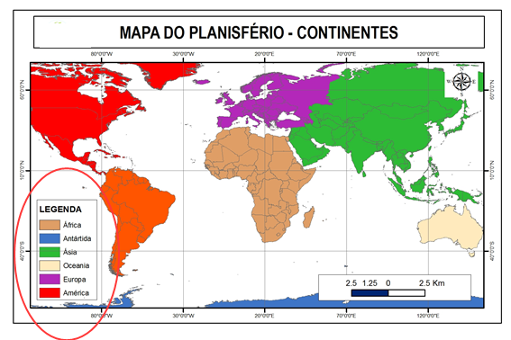 Variáveis visuais e a legenda representadas no mapa