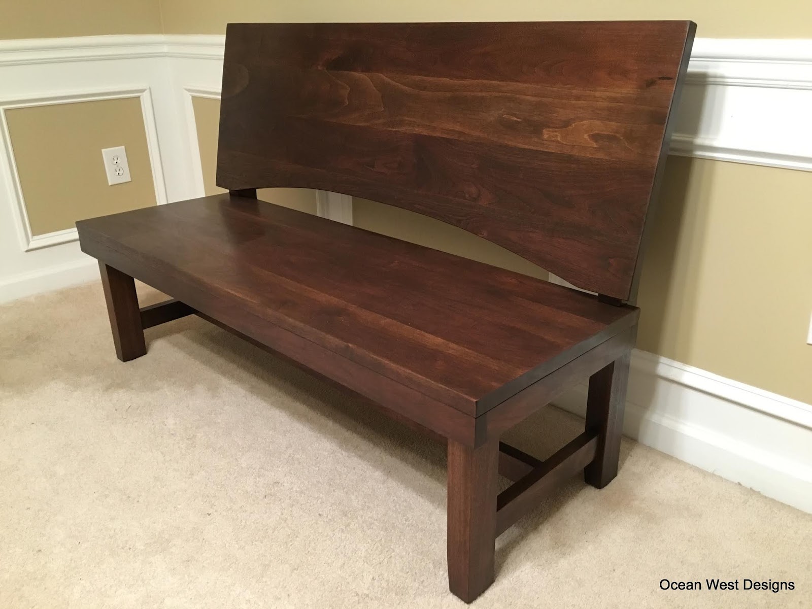 Ocean West Designs: "CAMARILLO" Modern Walnut L-Shaped Bench