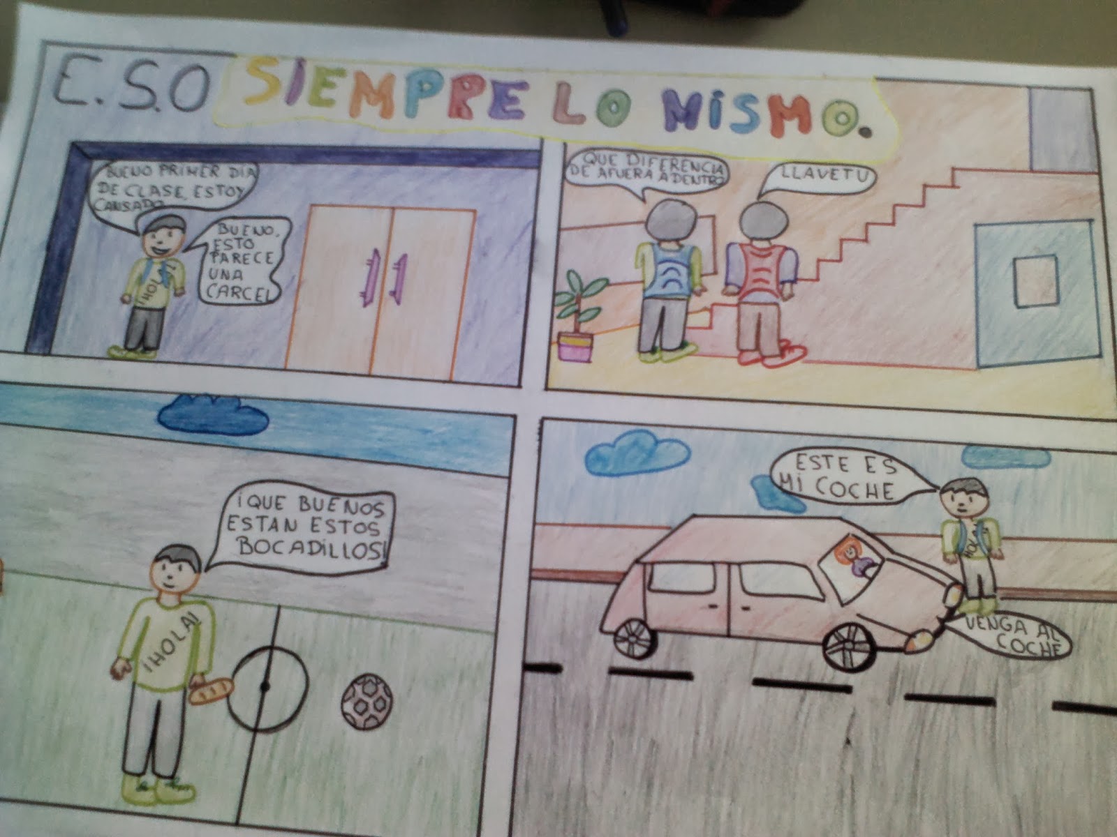1º ESO EPVA: LÁMINA 2 .- DIBUJAR UN COMIC SOBRE EL 1º DÍA DE INSTITUTO