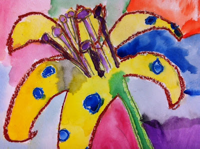 Center School Art: Georgia O'Keeffe Flowers by Grade 4