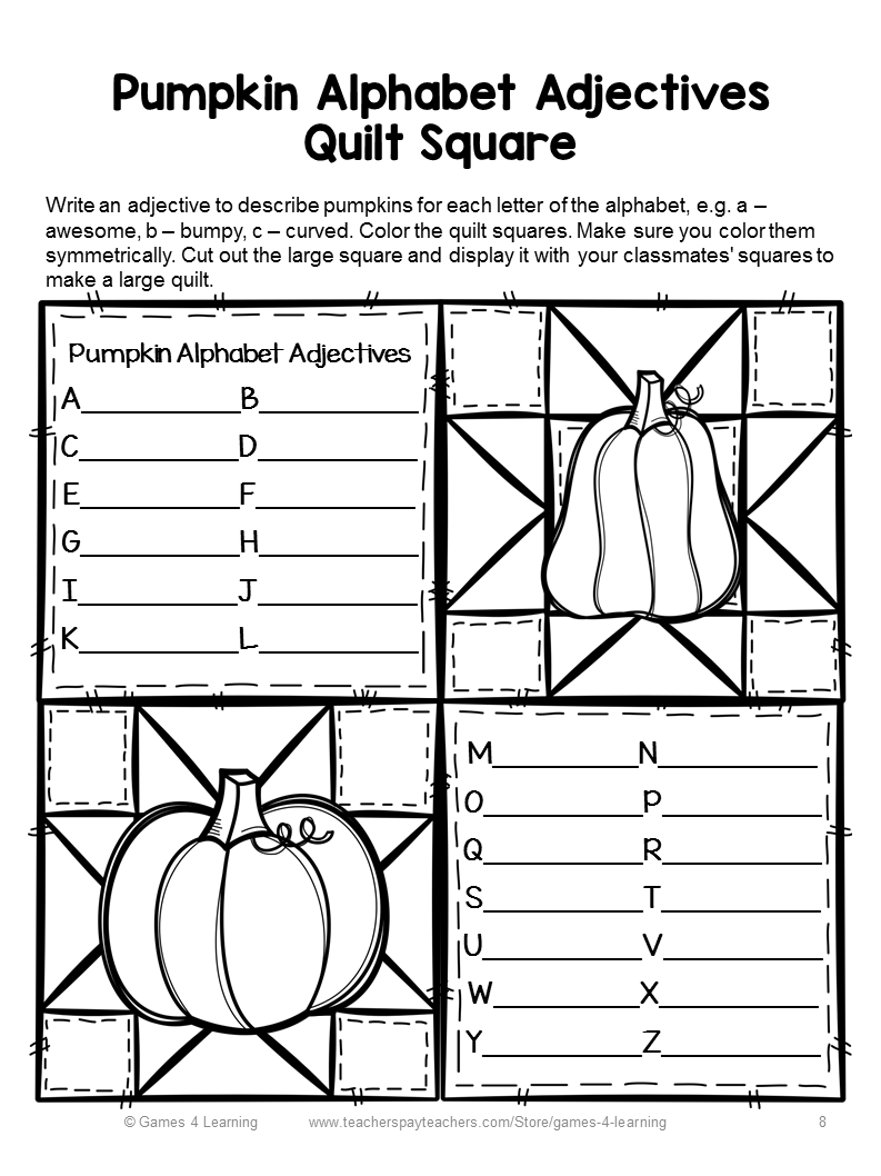 Fun Games 4 Learning: Fall Writing Quilts