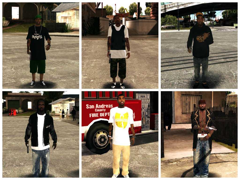 Mods GTA San Andreas: Skin Pack Nova Gang Grove Street Family