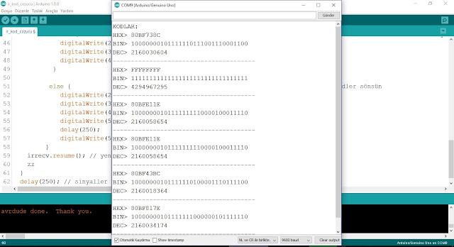 Arduino IR (Kızılötesi) Kod Çözücü