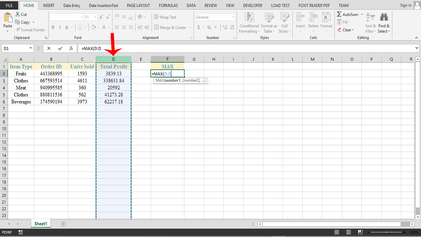 Working With Max Function In Ms Excel Data Analysis